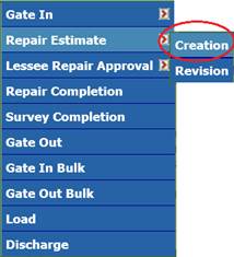 Click the “ Operations -> Repair Estimate -> Creation ” from the main ...